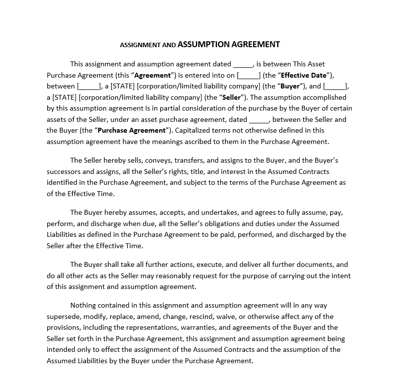 Assignment and Assumption Agreement Template | Legal GPS